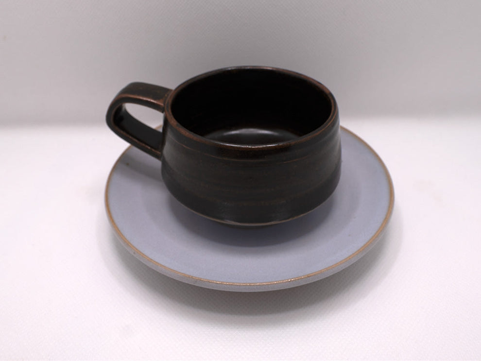 Cup and saucer - Kuro x Geppaku - Asahiyaki - Japanese ceramics – UNJAPAN